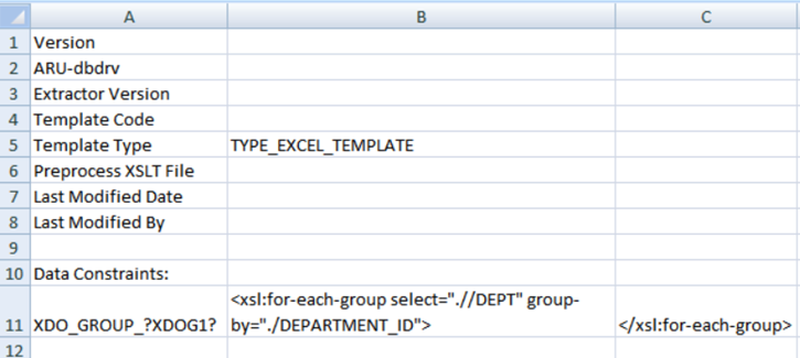 Create Excel Template For BI Publisher